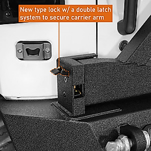 Hooke Road Offroad Rear Bumper with Spare Tire Carrier for 2007-2018 Jeep Wrangler JK & Unlimited 2/4 Doors, Built-in Hitch Receiver & LED Lights & D-rings