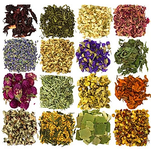 16 Bags Dried Flowers for Soap Making, Dried Flowers for Candle Making, Soap Flowers and Dried Herbs for Candle Oil, Bath Bombs. Essential Fragrant – The Best Variety of Grade A Flowers