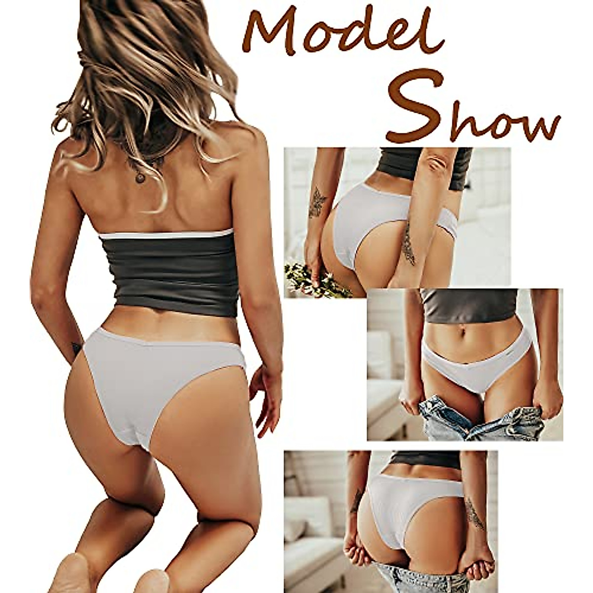 FINETOO 10 Pack Womens Cotton Underwear Sexy Stretch Bikini Panties Low Rise Hipster Ladies Soft V-Waist Cheeky S-XL