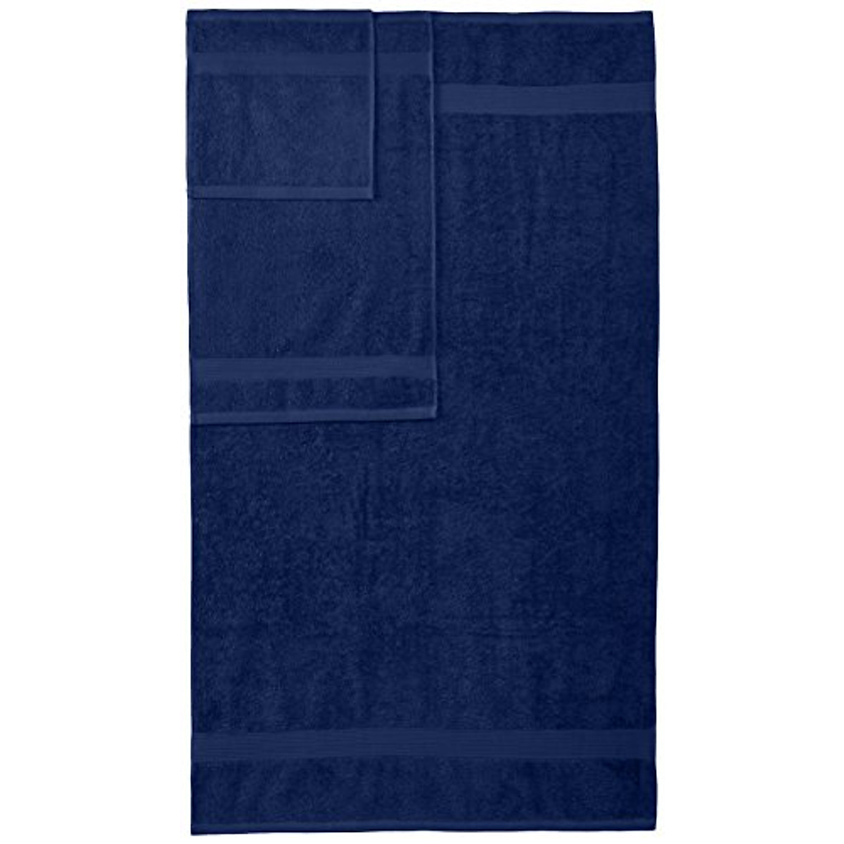Amazon Basics 6-Piece Fade Resistant Bath towel, Hand and Washcloth Set - Cotton, Navy Blue, 14.25" L x 10.85" W