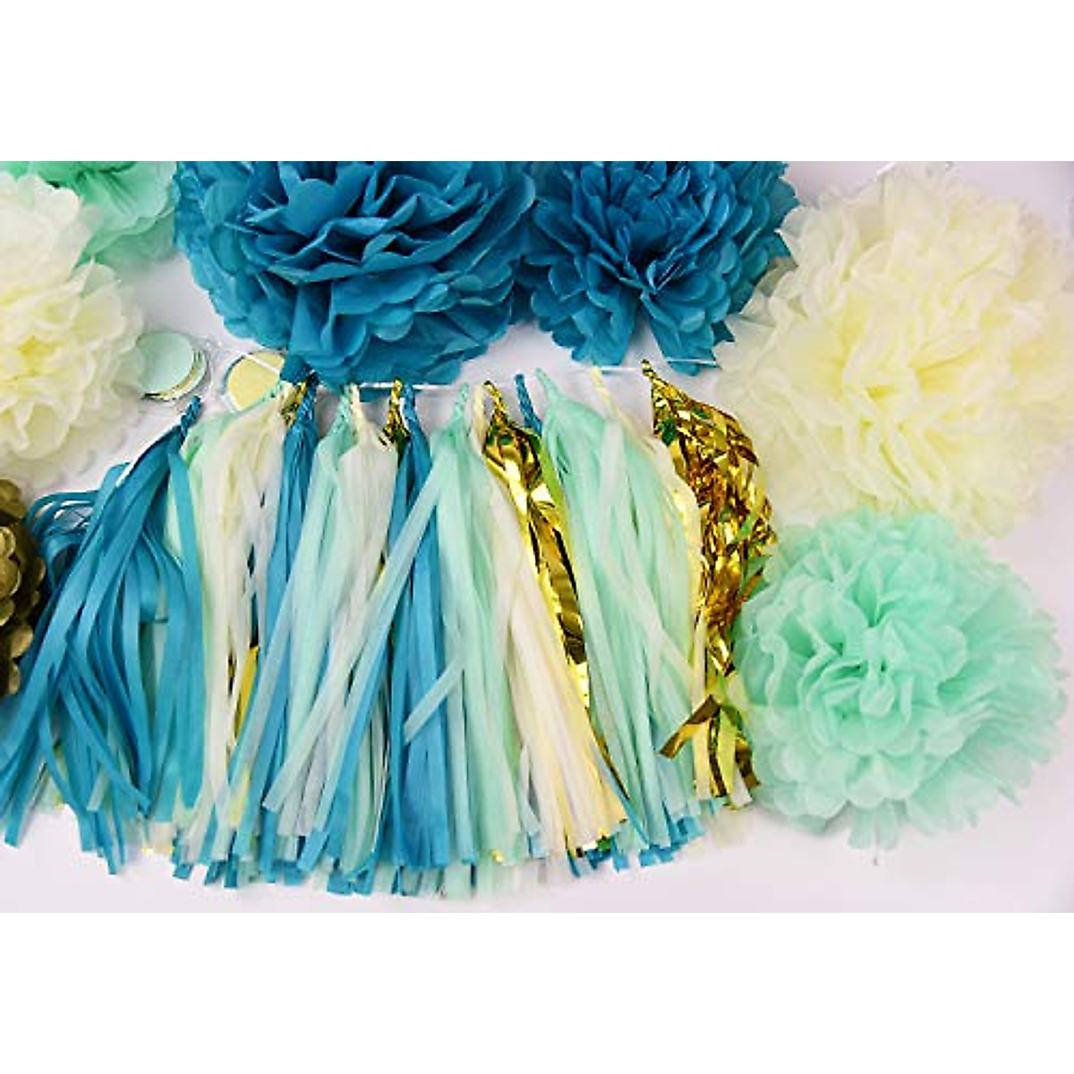 Teal Gold Birthday Party Decorations for Women Qian's Party Teal Mint Gold Bridal Shower Decorations/Teal Gold Wedding /Bachelorette/Baby Shower Decorations/Teal Mint Gold Birthday Party