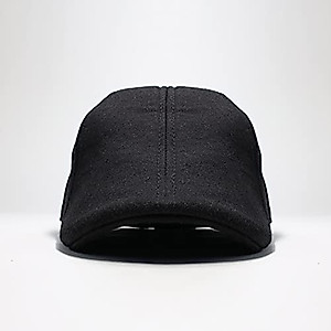 The Original Boston Scally Cap - The Dubliner Newsboy Flat Cap - 6 Panel Cotton Fitted Hat for Men - Black - ML