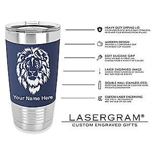 LaserGram 20oz Vacuum Insulated Tumbler Mug, Black Widow Spider, Personalized Engraving Included (Silicone Grip, Navy Blue)