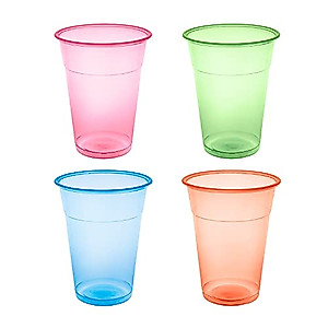 Party Essentials Soft Plastic 12-Ounce Party Cups/Tumblers, 40-Count, Assorted Neon