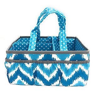 Bacati Mix and Match Nursery Fabric Storage Caddy with Handles, Turquoise