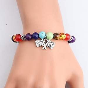 MYOSPARK Racing Gift Racing Bracelet Racing Enthusiast Gift Racing Flag Charm Jewelry Race Day Gift Drag Racing Gift (Racing bead BR)