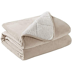 Degrees of Comfort Weighted Blanket 12 Pounds for Adult, Soft Plush to Sherpa Heavy Blankets, 48x72 Twin Size, 12lbs, Sand Beige