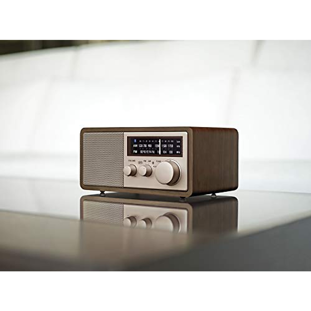 Sangean WR-16SE AM/FM/Bluetooth/Aux-in/USB Phone Charging 45th Anniversary Special Edition Wooden Cabinet Radio (Dark Walnut with Rose Gold)