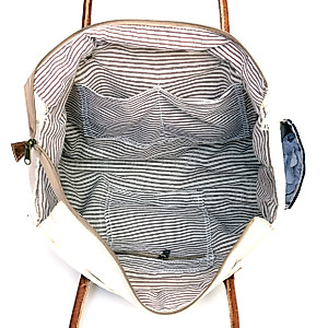 CREATIVE LEATHER ART bags for women handbag, canvas bag, canvas tote bag, canvas tote bag for women, bags for women handbag (16 x 11 Inch, Off-White)