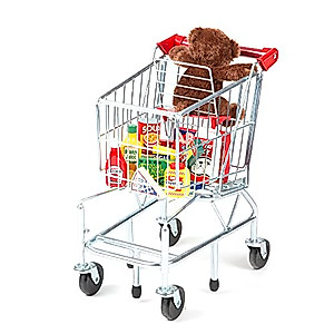 Melissa & Doug Toy Shopping Cart With Sturdy Metal Frame - Toddler Shopping Cart, Pretend Grocery Cart, Supermarket Pretend Play Shopping Cart For Kids Ages 3+