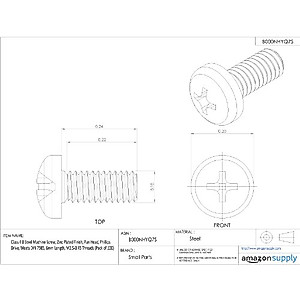Small Parts Class 4.8 Steel Machine Screw, Zinc Plated Finish, Pan Head, Phillips Drive, Meets DIN 7985, 6mm Length, M2.5-0.45 Metric Coarse Threads (Pack of 100)