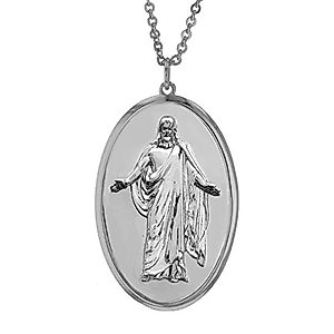Silver LDS Christus Statue Pendant Necklace Inspirational Statue of Jesus Christ Necklace