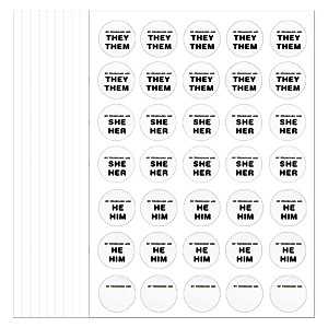 Pronouns Stickers Decal 10 Sheet Gender Identity Pronoun Stickers They Them She Her He Him Round Vinyl Stickers for Conference Badges, Name Tags, Party and Work Supplies