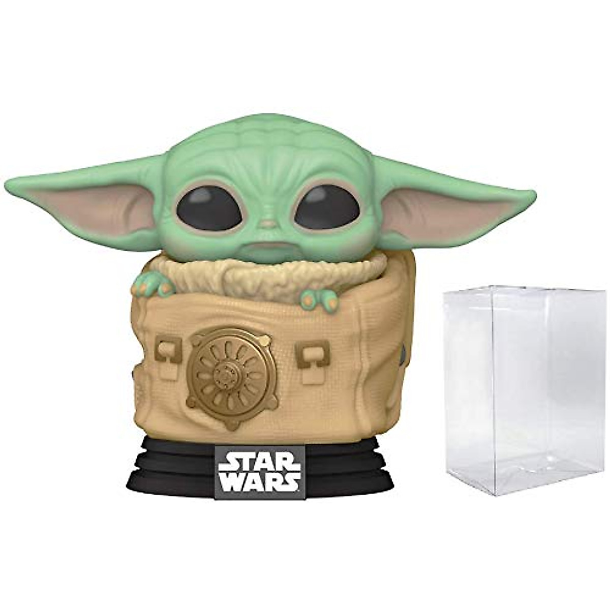 POP Star Wars: The Mandalorian - The Child in Bag [Grogu] Funko Vinyl Figure (Bundled with Compatible Box Protector Case), Multicolor, 3.75 inches