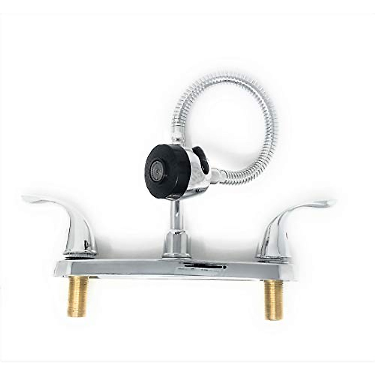 8" Faucet Kitchen Utility Sink Tall High Arc Flexible Spout Lead Compliant Brass Polished Chromed 2 ADA Push Handles [3445LF8] - Grifo Grupo Lava Sastre de Calidad