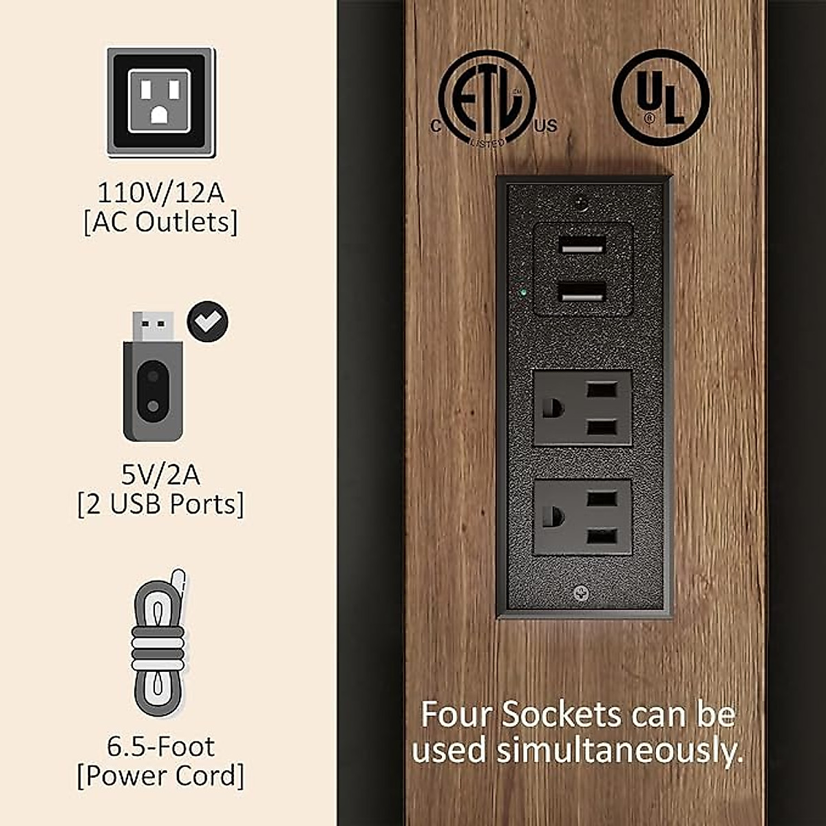 AMERLIFE Full Size Bed Frame Industrial Platform Bed with Charging Station, 2-Tier Storage Headboard/No Box Spring Needed/Noise-Free/Rustic Brown