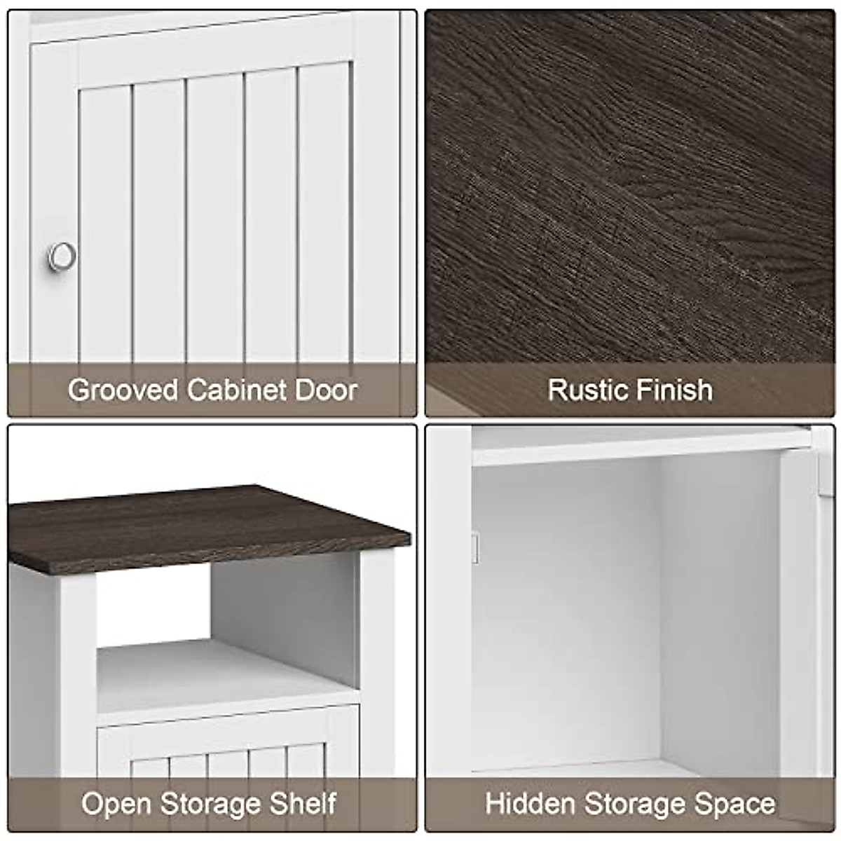 ChooChoo Farmhouse Nightstand, Rustic Vintage End Side Table with Storage for Bedroom Living Room, White