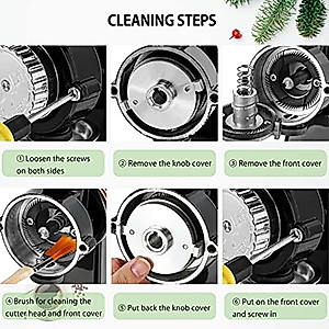 Huanyu Stainless Steel Coffee Grinder Electric with 8 Grinding Settings Flat Burr Coffee Grinder Adjustable Burr Coffee Grinders for Home Use Black