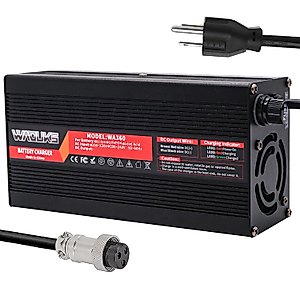 58.8V 5A Charger 52V Li-ion Battery Charger Black Aluminum Case with Cooling Fan Output GX16-3pin Connector Used for 14S 52V Lithium Battery Pack 52V Smart Charger