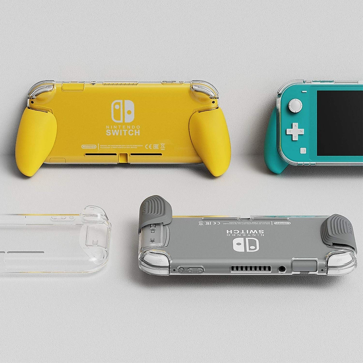 Skull & Co. GripCase Lite: A Comfortable Protective Case with Replaceable Grips [to fit All Hands Sizes] for Nintendo Switch Lite [No Carrying Case]- Gray