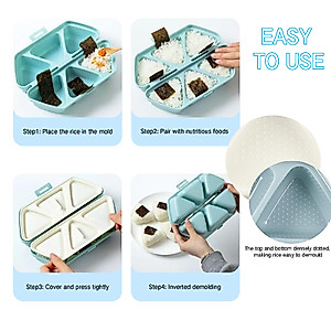 HIBILDER 6 in 1 Onigiri Mold Triangle Sushi Mold Once Quickly Make 6pcs Sushi - Multifunctional Rice Ball Mold for Making and Storing Sushi