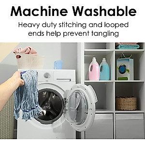 Innovative Haus Heavy Duty Blue Commercial Mop Head Replacement. Synthetic Cotton Blend Looped End String Mop Refill. Industrial Grade Cleaning Use Wet Mop Heads. Durable Universal Headband. 1 Pack