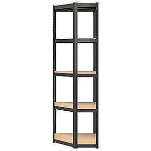 Tidyard 4 Piece 5-Layer Shelves Steel Engineered Wood Storage Organizer Shelf Racks Display Stand Anthracite for Kitchen, Bathroom, Warehouse, Basement, Laundry Room