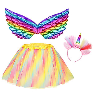 Jeowoqao Little Girl Dress Up Costumes Pretend Play Costumes Princess Role Play 13pc Mermaid Fairy Costume for Toddler Age 3 4 5 6 Years