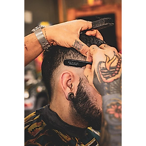 REVINE BEAUTY Barber Straight Razor - Professional Cut throat Premium Quality Plastic Handle Shaving Razor, 10 Double Edge Blades Kit By Revine Beauty (Silver)