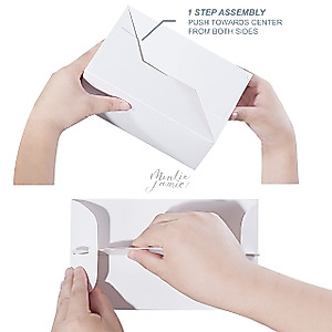 MintieJamie White Treat Boxes 1 Dozen White Boxes for Favor 8.5X5X5.5 Inches Large Handle Favor Boxes, Kids Party Favor Box, Party Box, Birthday Goodies Box, No Assembly Needed