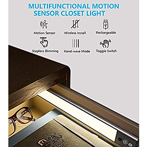 pinci Under Counter Closet Lighting,Rechargeable Motion Sensor Cabinet Light Indoor,Wireless Battery Powered Operated Light 126 LED Night Lights for Wardrobe,Kitchen,Hallway