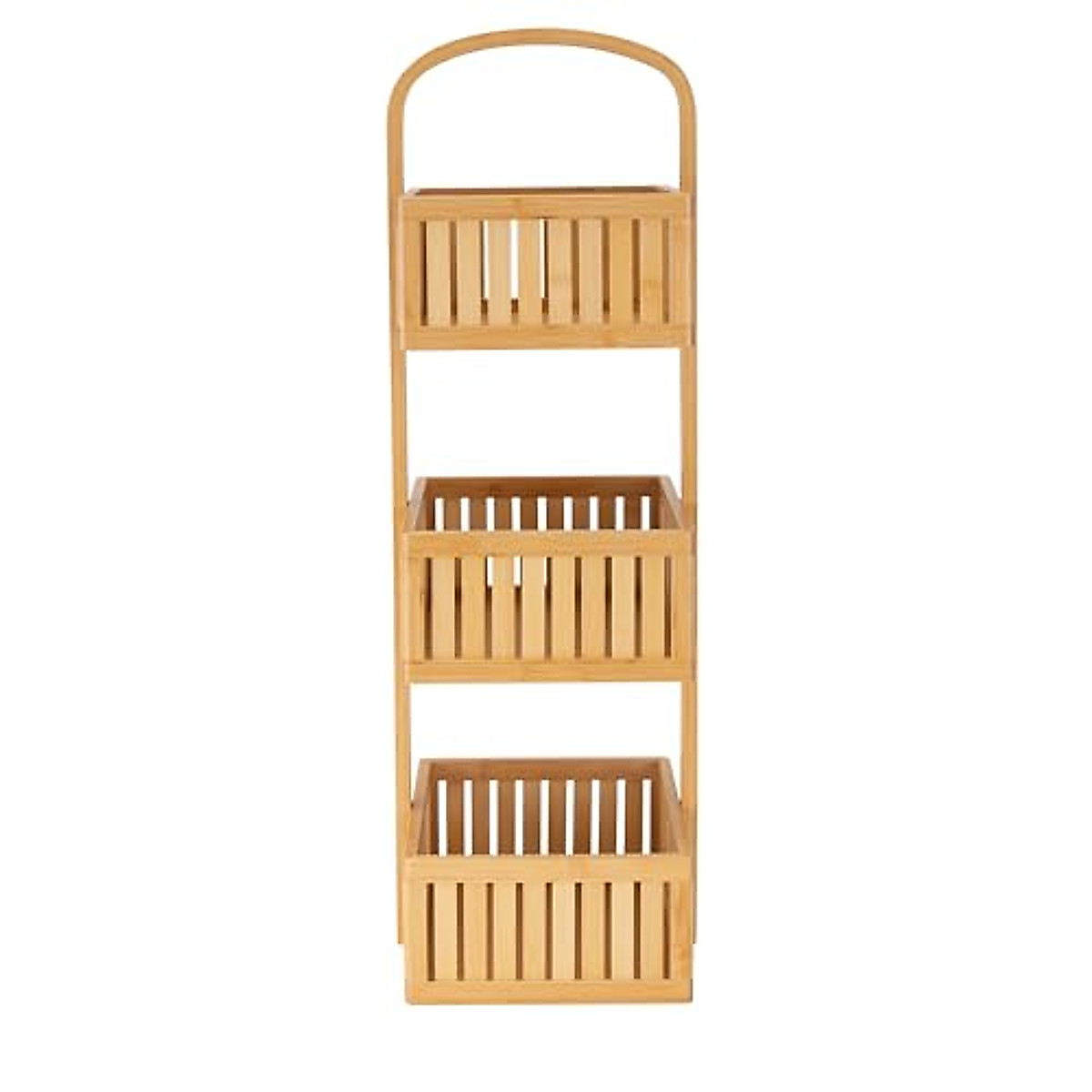 Organize It All 3 Tier Bamboo Stationary Caddy | Bathroom Organization | Multipurpose Storage Shelf Baskets | Eco-Friendly | Easy to Assemble