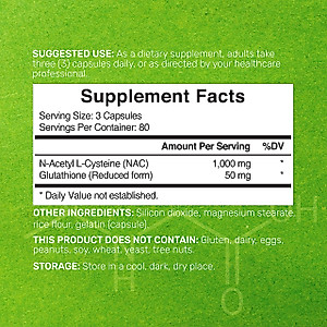 2 Pack NAC Supplement (N-Acetyl Cysteine) 1,000mg Serving with Reduced Glutathione, 480 Capsules