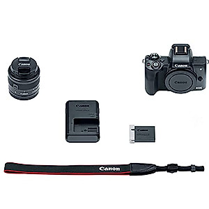 Al's Variety-Canon intl Canon EOS M50 Mirrorless Digital Video Kit with 15-45mm Zoom Lens + Shot-Gun Microphone 6 + LED on Light+ 128GB Card, Gripod, Case, and More (18pc Video Bundle) (Renewed)