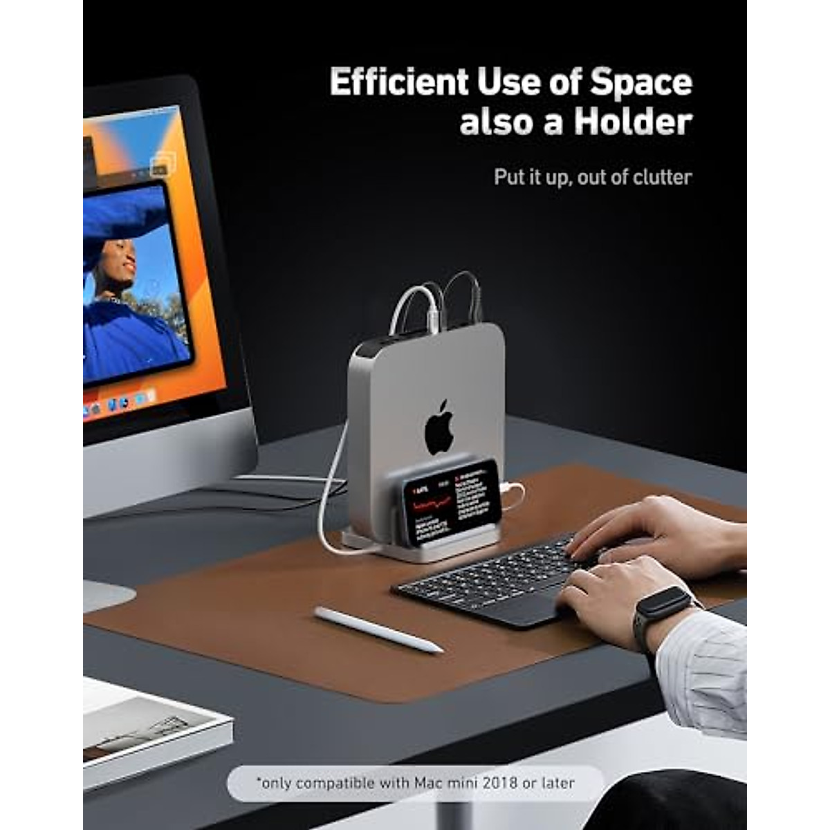 uni Mac Mini Dock, 5-in-1 Hub Stand 10Gbps Super Fast SSD Enclosure[Aluminum Vertical], USB 3.2 USB-C & USB-A, Micro SD & SD Card Reader Compatible with M.2 NVMe/SATA(Not Included)