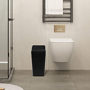 Qqbine 4.5 Gallon Trash Can with Swing Top Lid, Plastic Garbage Bin with Lid, Black, 3-Pack