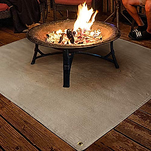 Fire Pit Mat - 39 * 39in Fireproof Blanket for Under Fire Pit, Compatible with Solo Stove, Heat Resistant Rug for Outside Indoor Wooden Deck Grass Lawn Protection - Camel