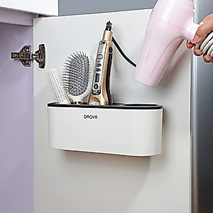 DAOYA Hair Dryer Holder - White Hair Tool Organizer Blow Dryer Holder Cabinet Door, Bathroom Curling Iron Holder for Curling Iron Hair Straightener Hair Styling Tools Storage