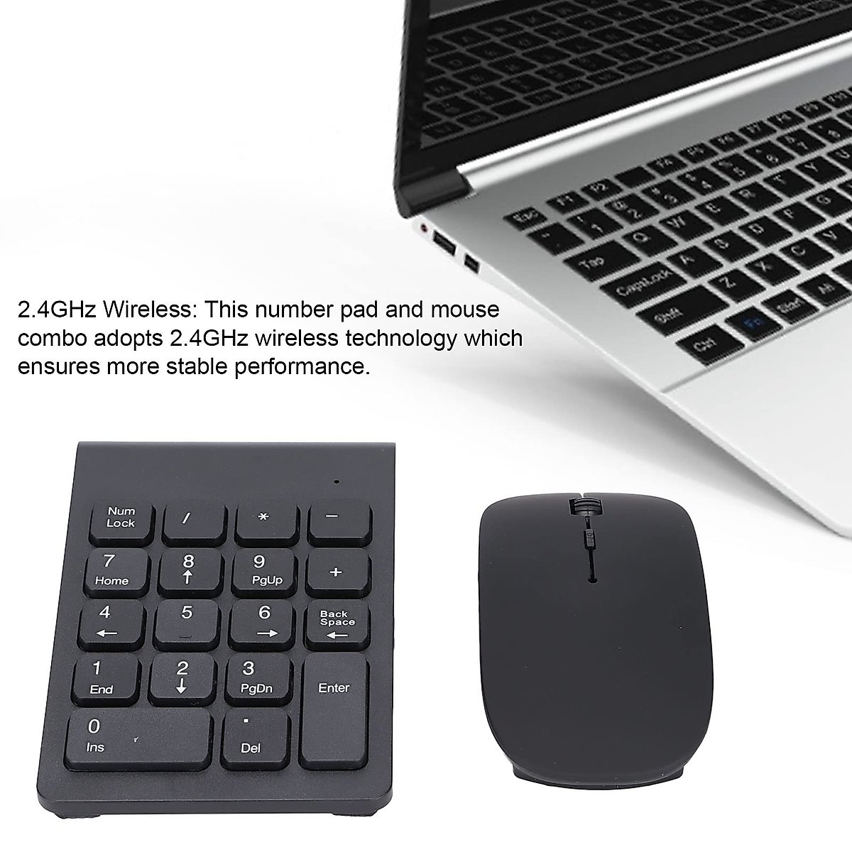 2.4GHz 1200 DPI 18 Key Number Pad Number Pad Mouse Combo Sensitive Remote Technology Plug and Play for Home Office