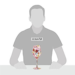 Enesco Designs by Lolita Love Floral Hand-Painted Artisan Wine Glass, 1 Count (Pack of 1), Multicolor