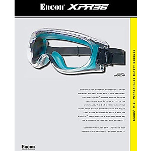 Encon XPR36 High Performance Safety Goggles with Universal Fit, Eye Protective Safety Glasses for Work, Scratch Resistant Coating Goggle with UV-Protection and Anti-Fog Lens, Blue 1/Pair