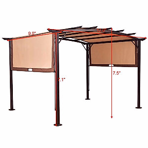 BUY JOY 12' x 9' Pergola Kit Metal Frame Gazebo &Canopy Cover Patio Furniture Shelter