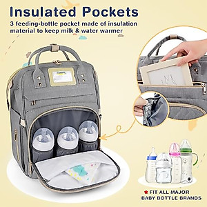 Xexxvre Diaper Bag Backpack, Multifunction Travel Back Pack Maternity Baby Changing Bags, Baby Bags for Boys Girls, Large Capacity, Waterproof and Stylish, Gray