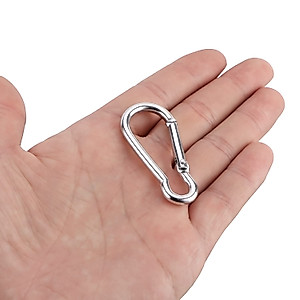 70pcs Small Carabiner Caribeaner Clip 1.9" Aluminum D Shape Buckle Spring Snap Hooks for Outdoor Camping Fishing, Hiking, Traveling, Backpack, Silver