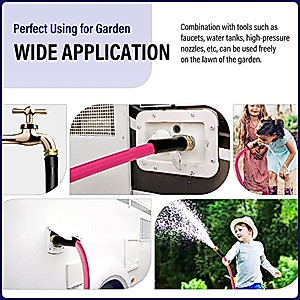 PAULINN 10Ft Garden Hose: 5/8 Inch Drinking Water Hose, 10 Feet Flexible Lightweight Garden Watering Equipment for All-weather, Outdoor, Lawn, Backyard - Rose Red