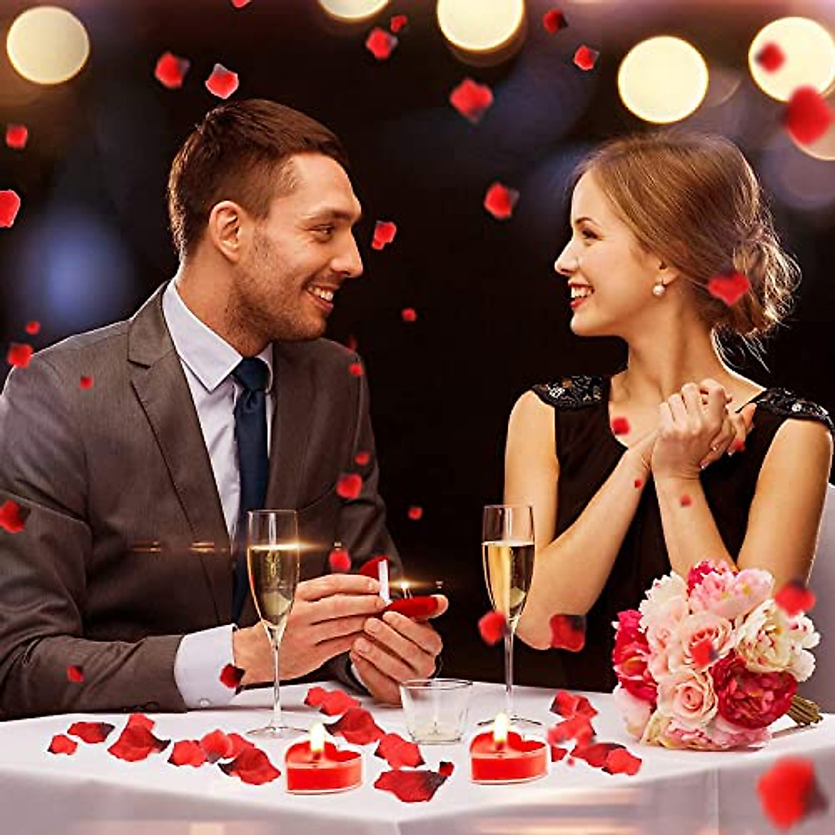 Valentines Day Decoration 1000 Red Rose Petals 50 Heart Candle 20 Heart Balloons LOVE Balloon for Anniversary Wedding Birthday Party Decor Romantic Decorations Special Night for Him Her