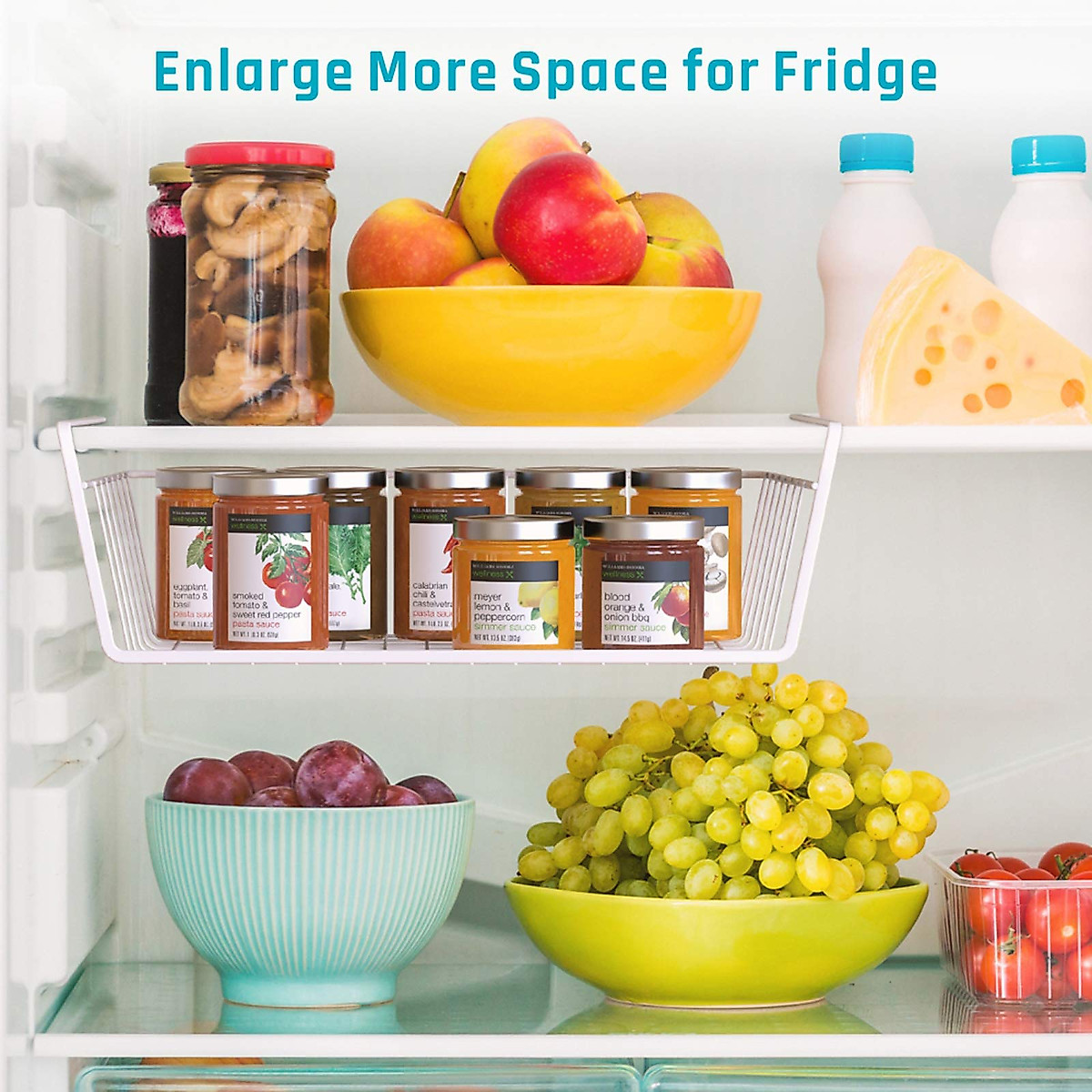 Under Shelf Basket, iSPECLE 6 Pack Hanging Under Shelf Storage Basket Under Cabinet Desk Storage Shelf Organizer Pantry Organization and Storage for Kitchen Pantry Bookshelf, Black