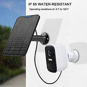 [Updated Version] 4W Solar Panel Charging Compatible with Eufycam 2C/2C Pro/2/2 Pro / E20 / E40 / E, with 13.1ft Waterproof Charging Cable, IP65 Weatherproof,Includes Secure Wall Mount (Black)