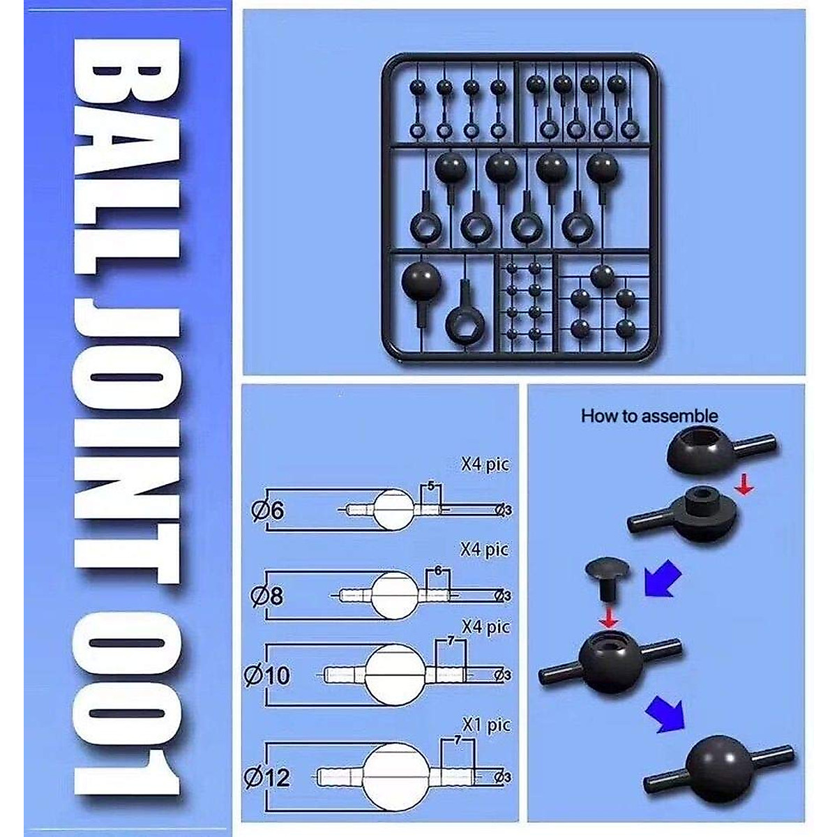 Custom Ball Joint for MG RG HG Model,Resin Cast Kit, Action Figures 6-7" Ball Joint Parts Detail Movable Action