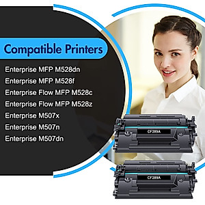 CF289A 89A Black Toner Cartridge 2-Pack Replacement for HP 89A CF289A 89X CF289X for HP Enterprise M507 M507n M507dn M507x MFP M528dn M528f M528c M528z M528 Series Printer Ink